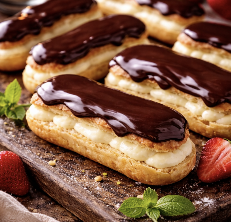 Chocolate Éclairs with Vanilla Cream - GreatEasyRecipe