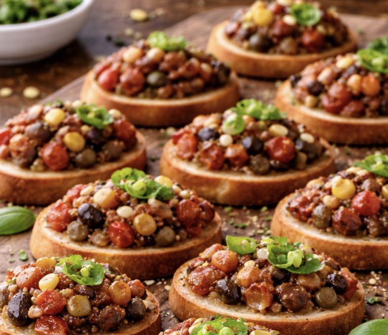 Mini Caponata on Crostini - GreatEasyRecipe